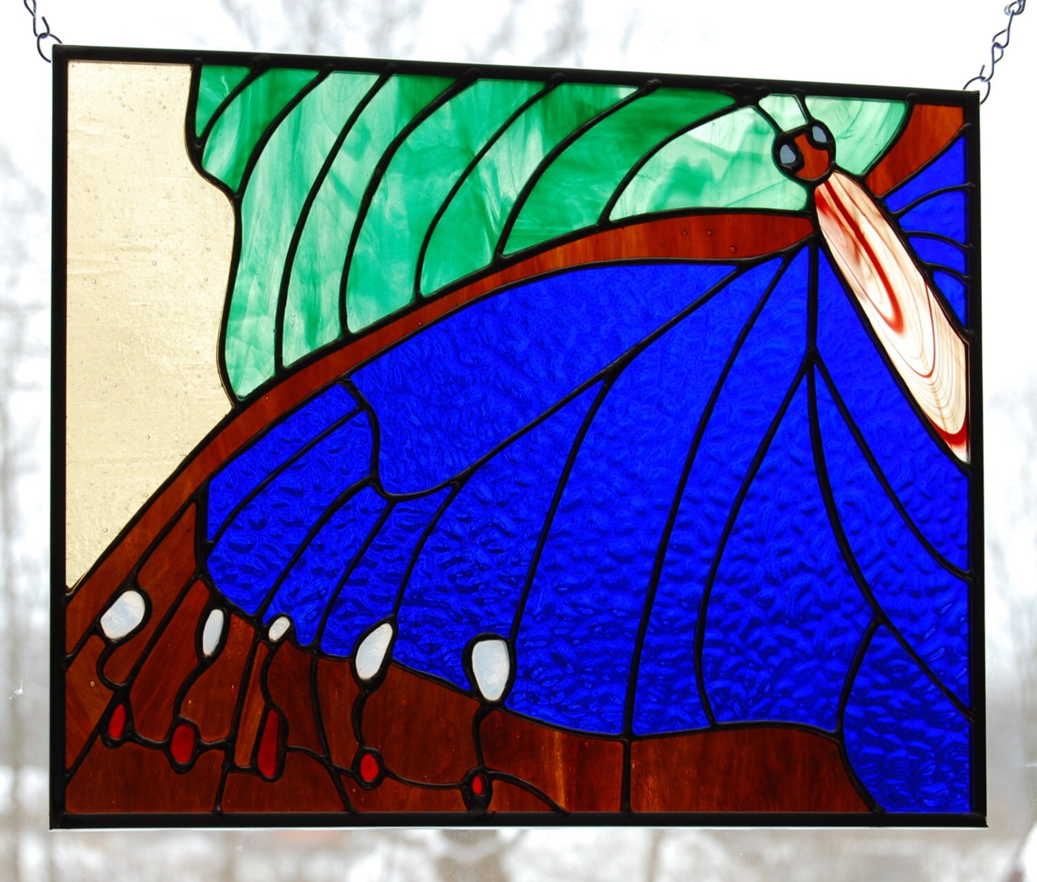 Blue Butterfly Stained Glass Panel - Etsy