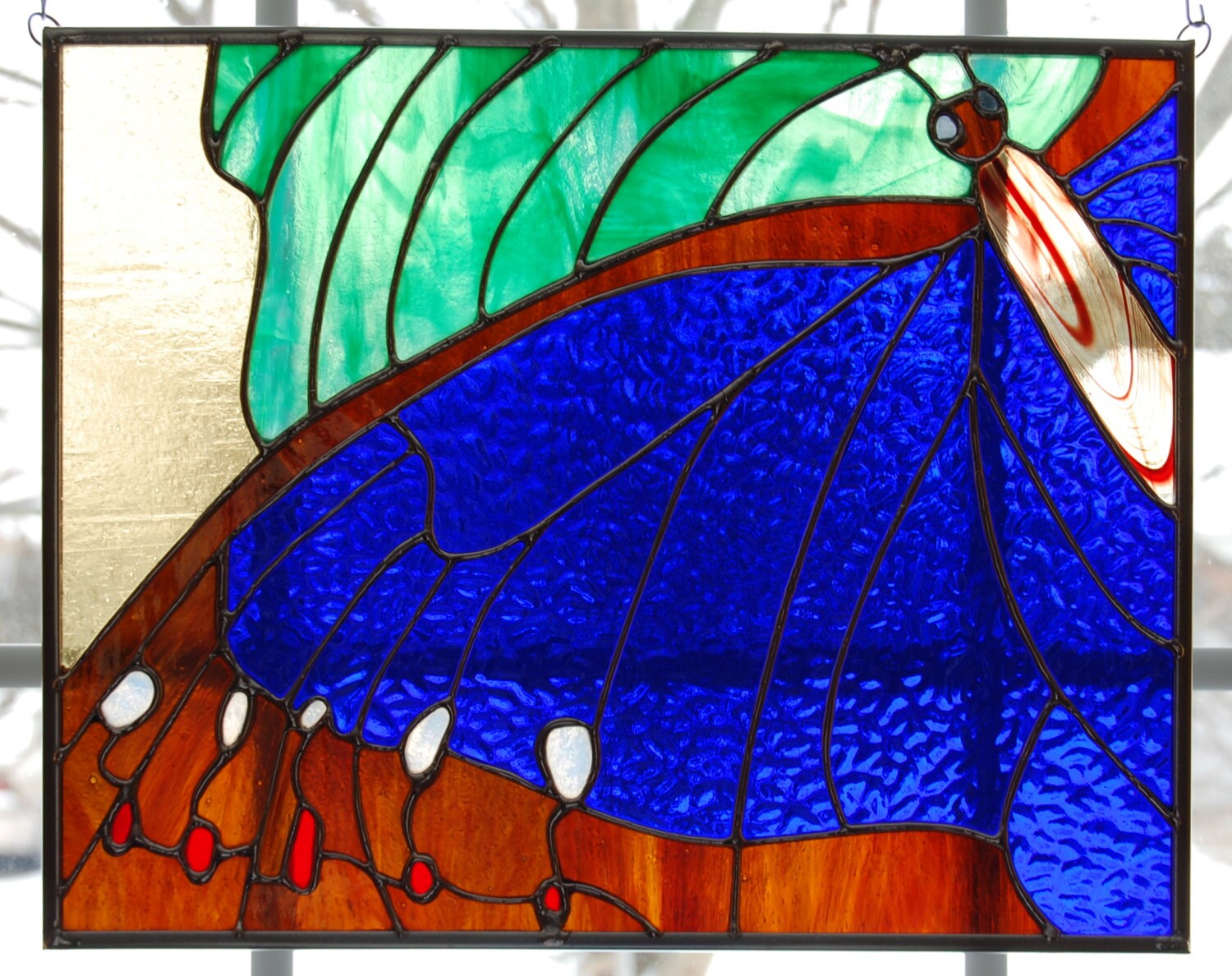 Blue Butterfly Stained Glass Panel - Etsy