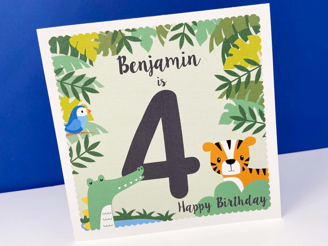 Personalised 4th Birthday Card for a Boy or Girl, Fourth Birthday Card ...