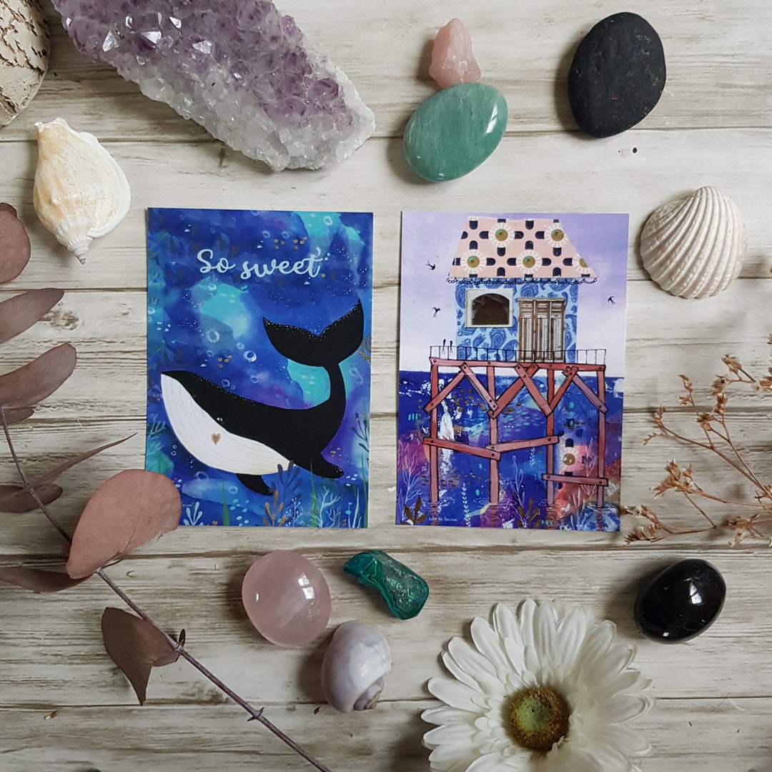 Whale Ocean Hut on Stilts Postcards A6 Size - Etsy