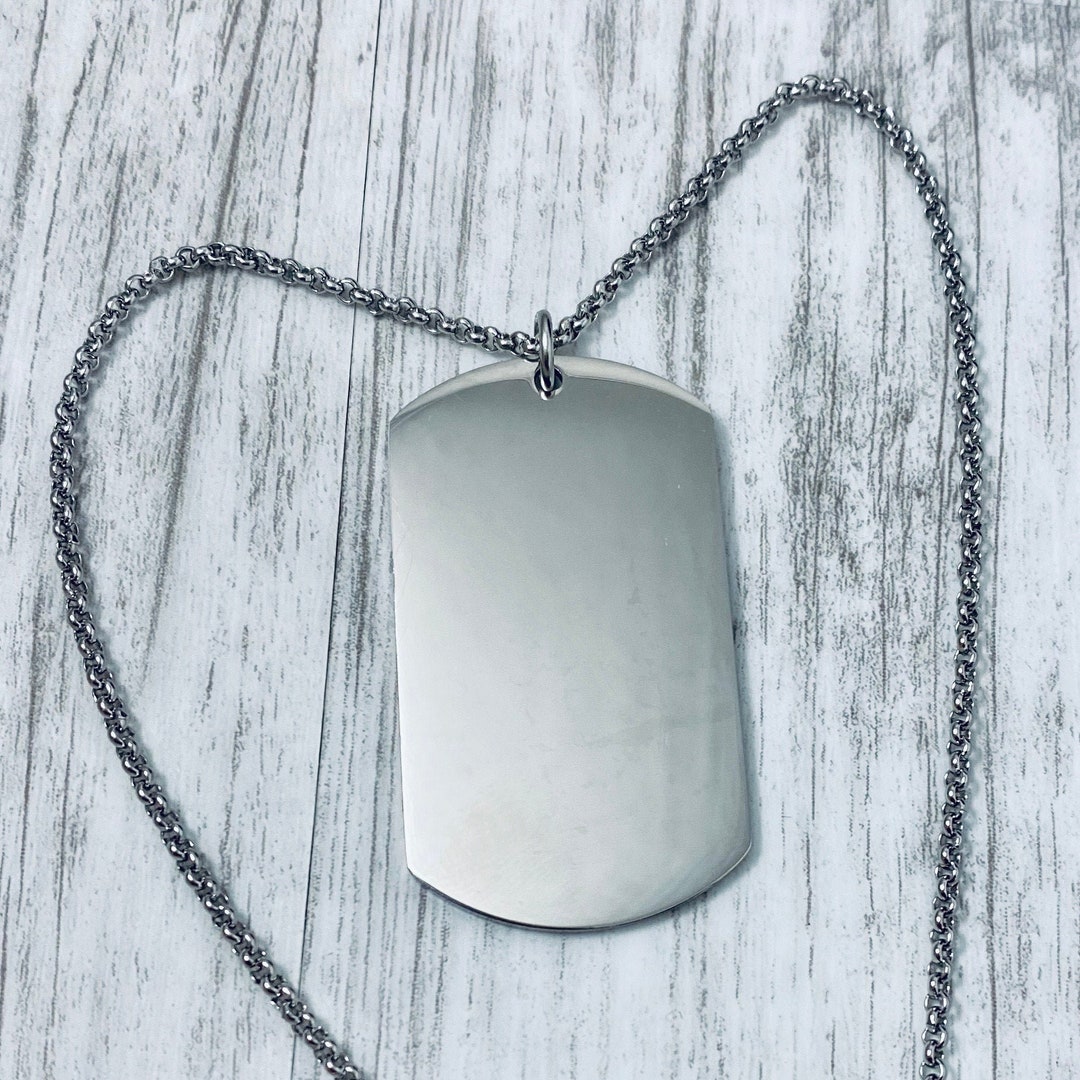 Personalized Dog Tag Necklace, Military Style Chain, Custom Engraved ...