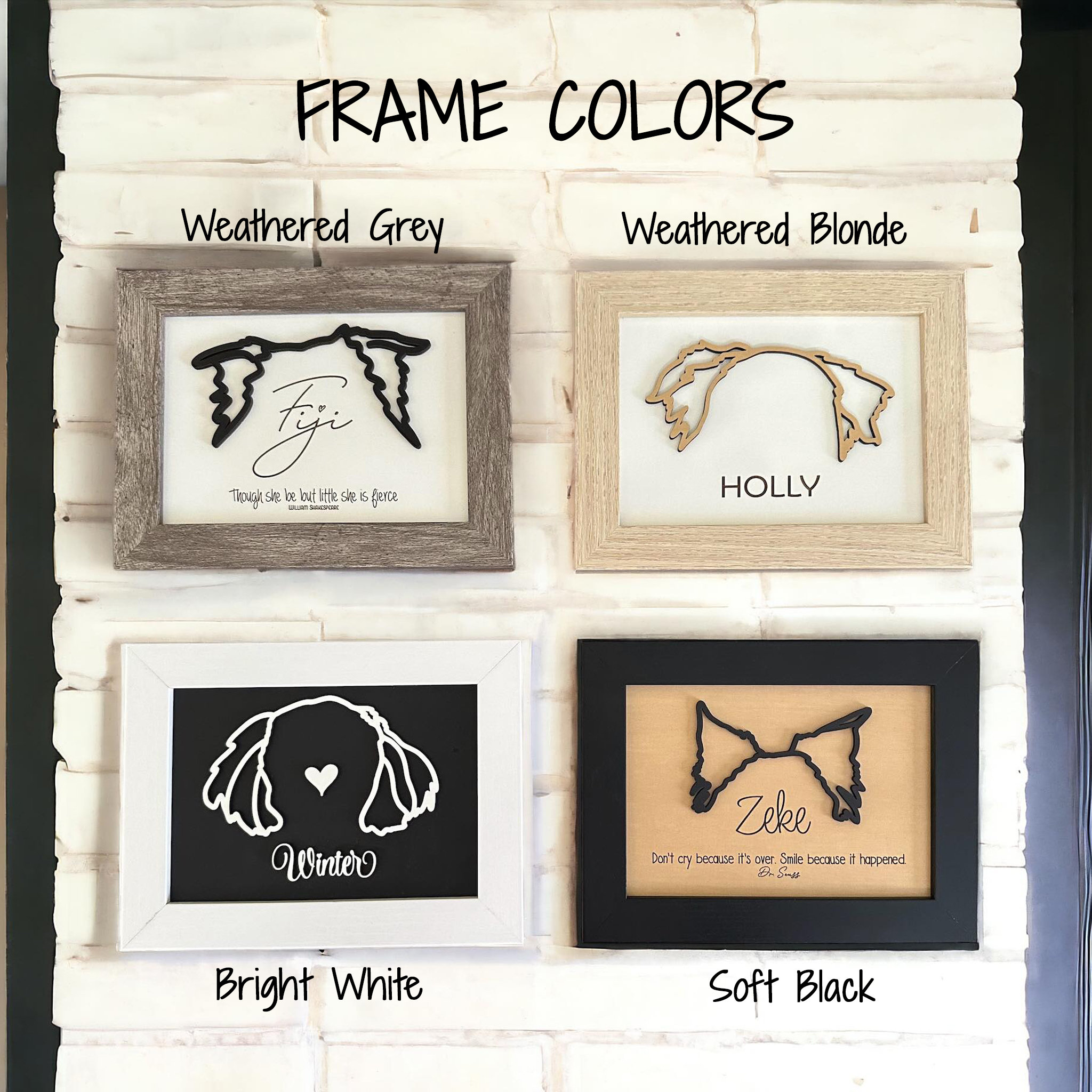 Custom Pet Collar Frame With Dog Ears & Name Memorial Gift, Portrait ...