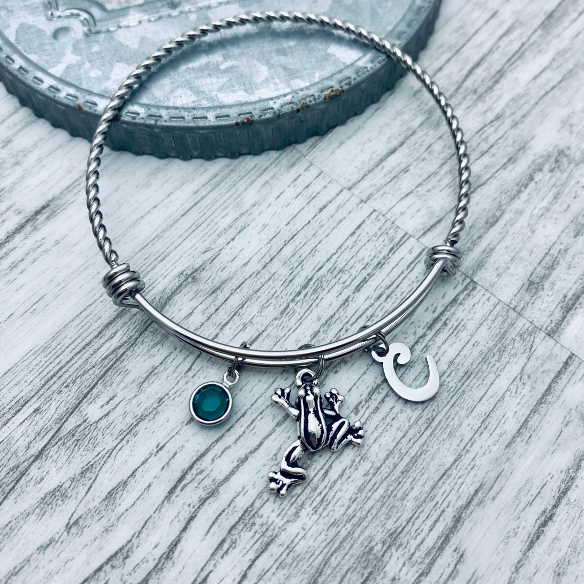 Frog Charm Bracelet Personalized Frog Jewelry Frog Charm - Etsy