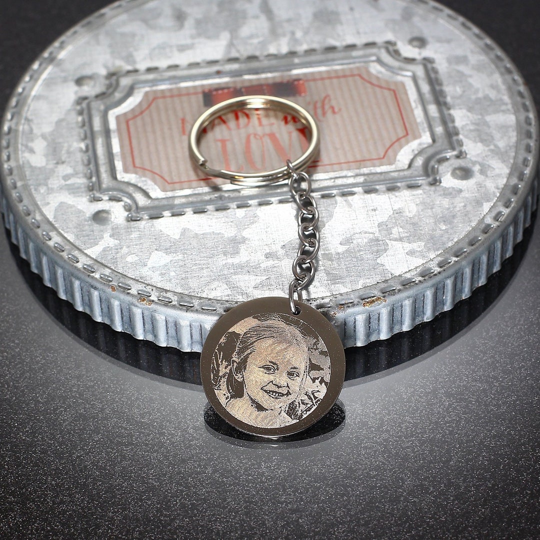 Picture Keychain, Engraved Custom Portrait Photo Keepsake Gift ...