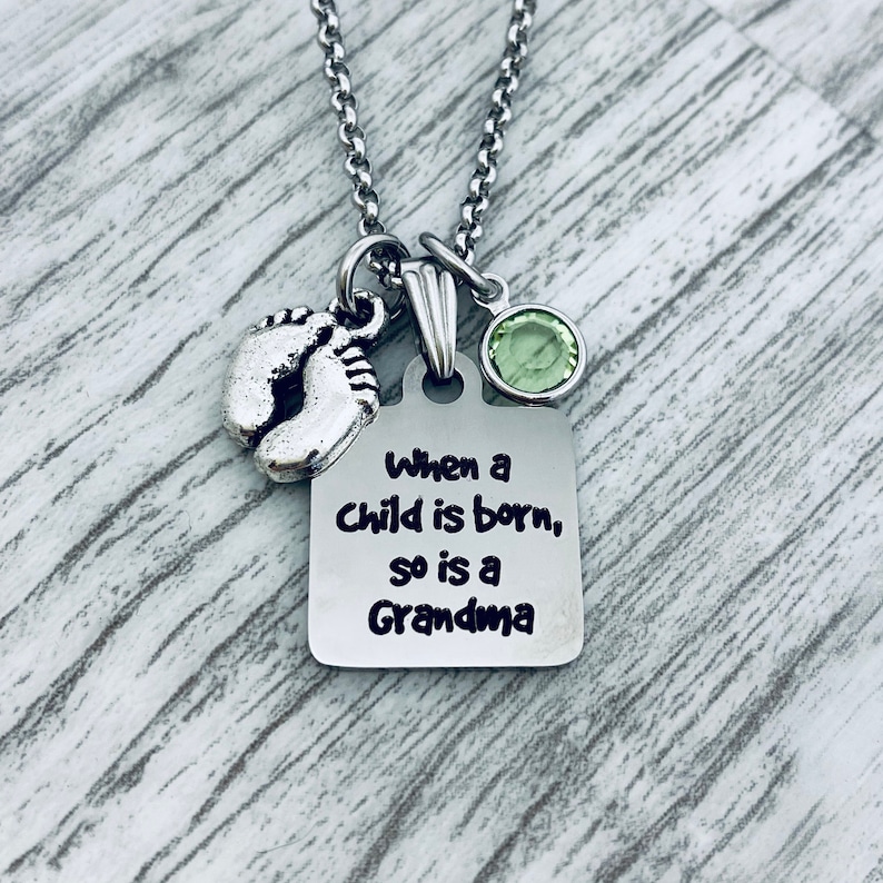 Grandma Necklace, When a Child is Born so is a Grandma (nana), Heart ...
