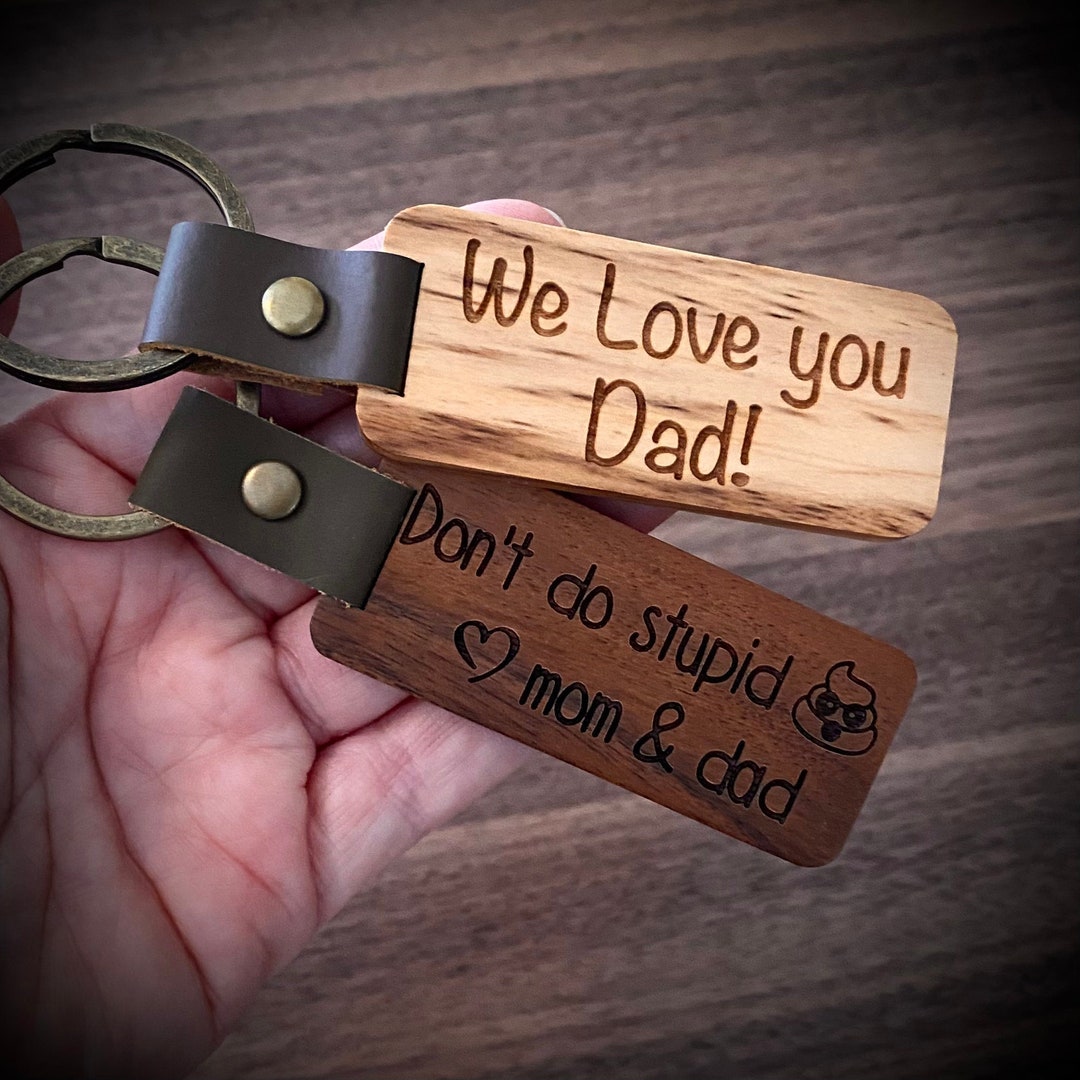 Personalized Keychain for Him, Custom Engraved Wood Key Tag With ...