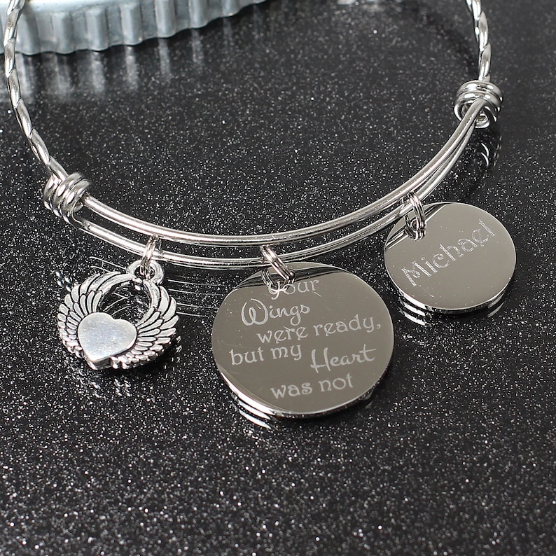 Bereavement Gift Dad Memorial Bracelet Custom Engraved Mom - Etsy Sweden