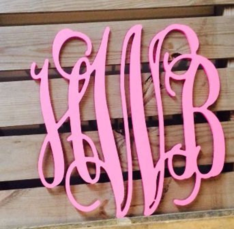 Painted Monogram Extra Large Wall Letters Cursive Wooden - Etsy