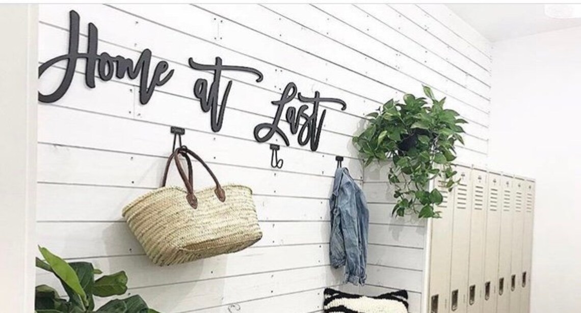 Mud Room Sign Home at Last Wood Words Home Decor Seen on - Etsy