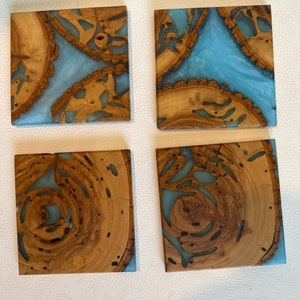 Wood and Epoxy Drink Coasters Set of 4 With Shipping Included - Etsy