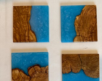 Wood and Epoxy Drink Coasters Set of 4 With Shipping Included - Etsy
