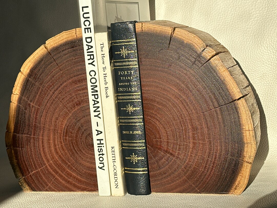 Live Edge Wood Bookends Made From Salvaged Acacia Wood Crosscut. Each ...