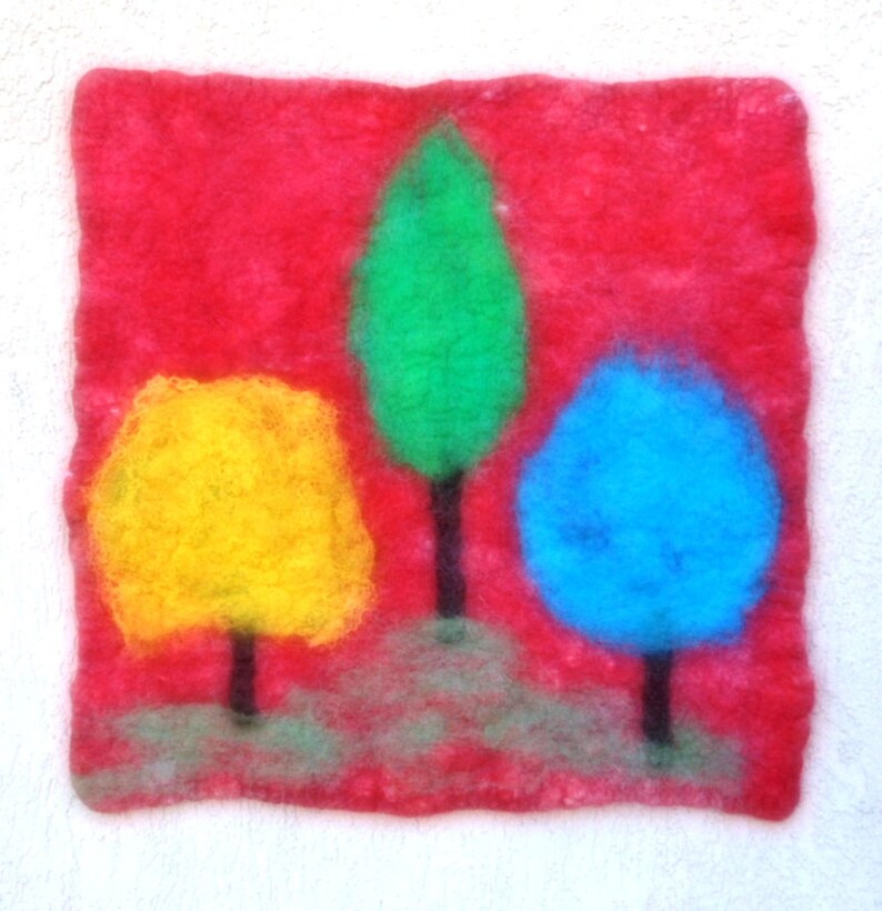 Abstract felt painting Fairy trees Tapestry from | Etsy