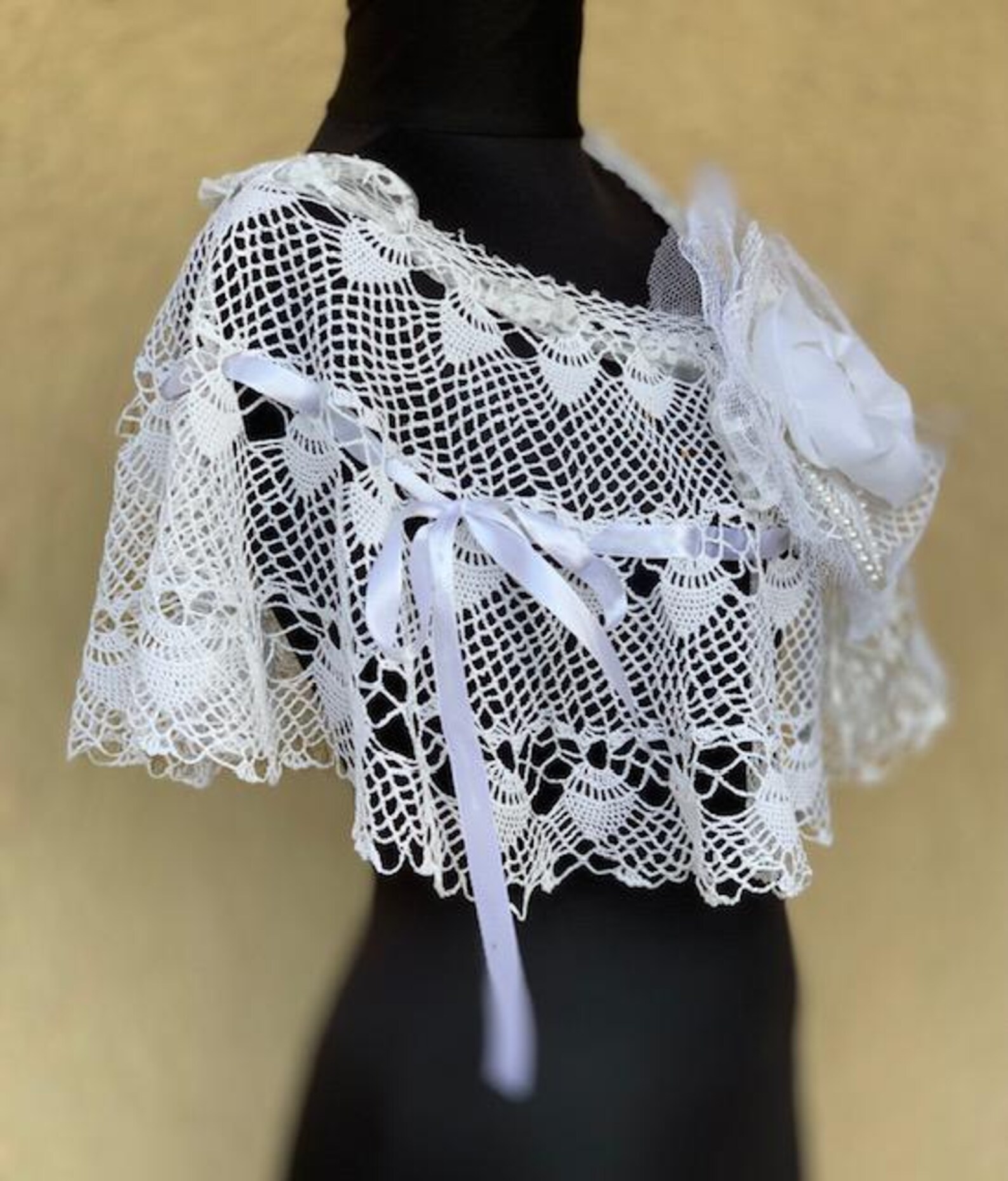 Victorian Wedding White Collar, Shawl, Cloak/ Shrugs/ Wrap/, Wearable ...