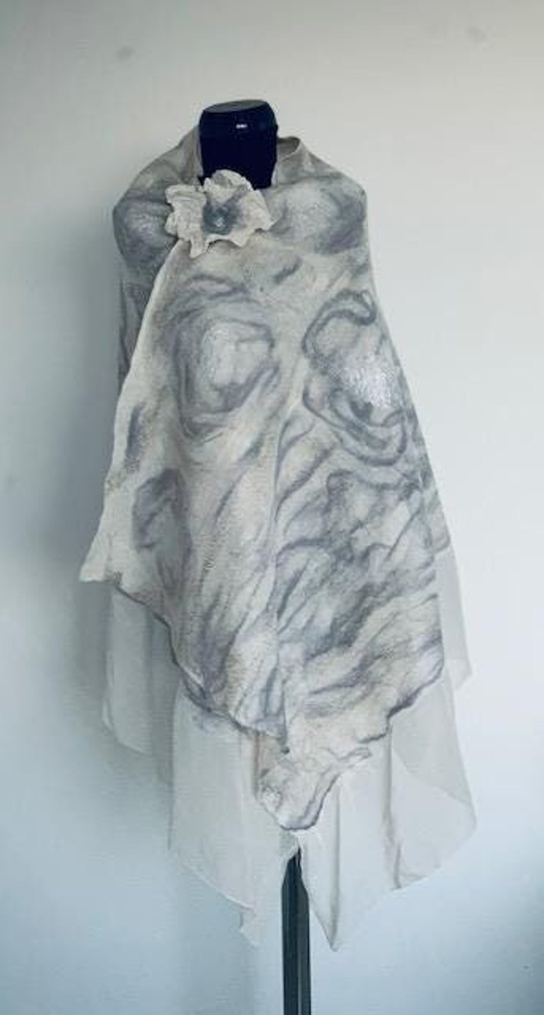 Wedding Felt Shawl, Felt Cape, Large Felt Shawl, Nunofelt Poncho ...