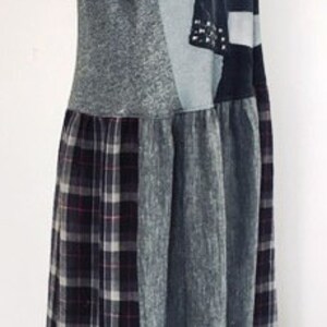 Long Recycled Boho Dress in Gray and Black Fashion Boho Chic Handmade ...