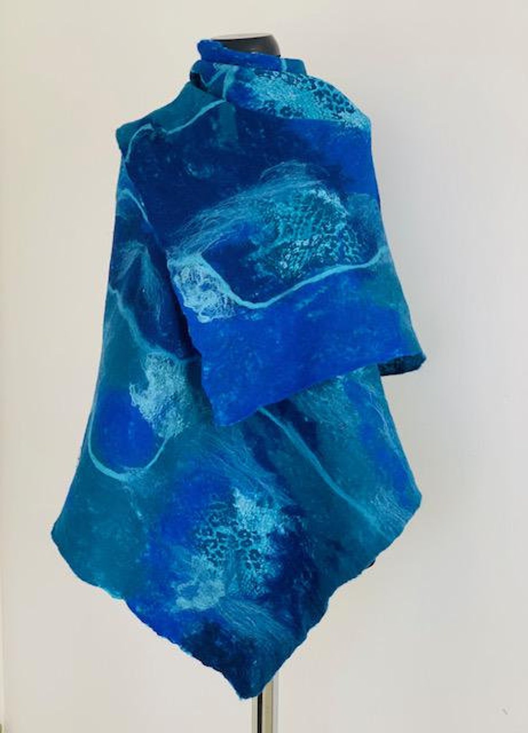 Felt Cape ,felt Scarf , Nunofelt Poncho,handmade Item,one a Kind Piece ...