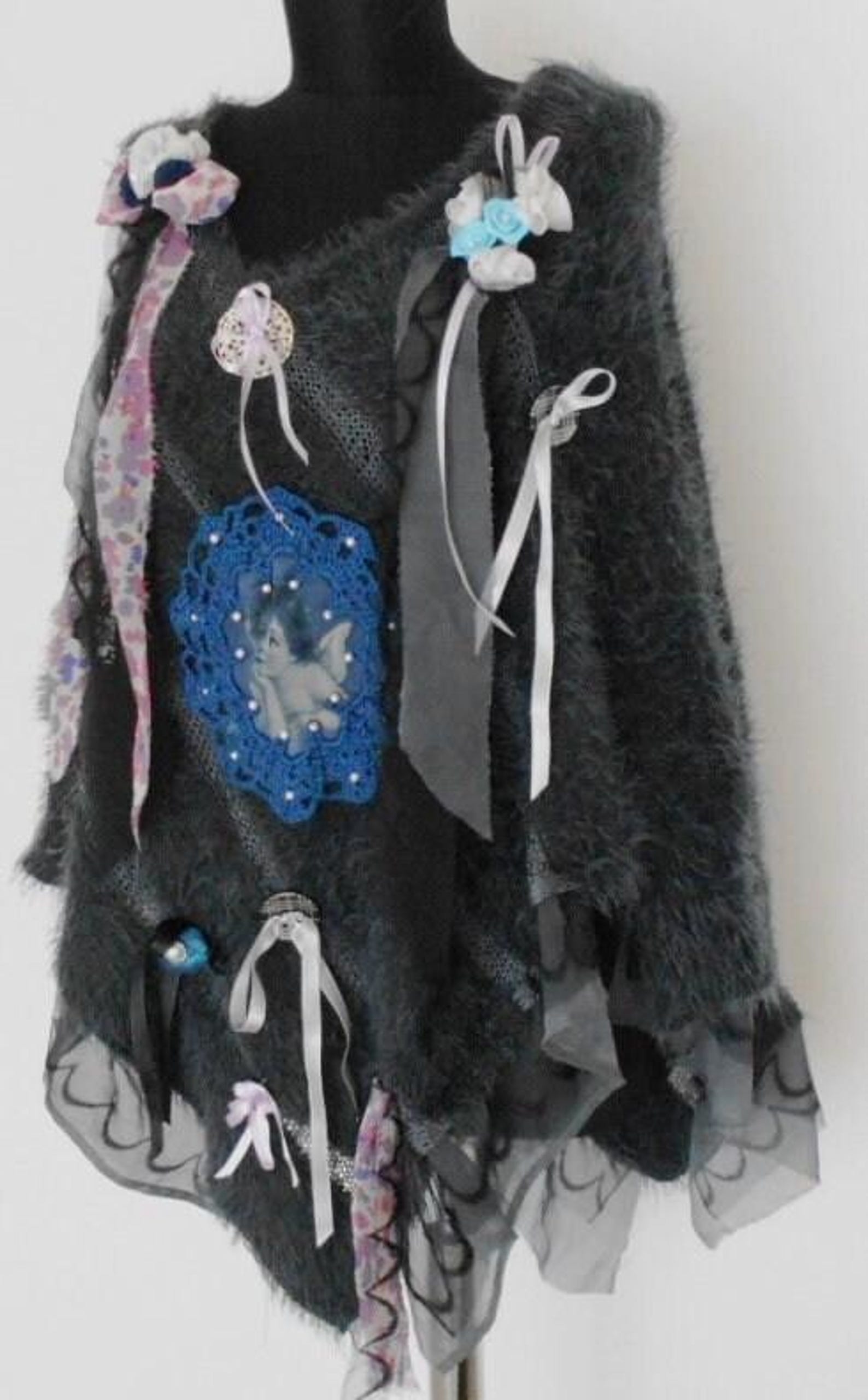 Hand-knitted Victorian Lace Poncho, Shabby Chic Boho Style - Etsy