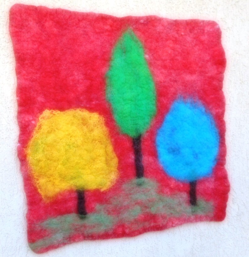 Abstract felt painting Fairy trees Tapestry from | Etsy
