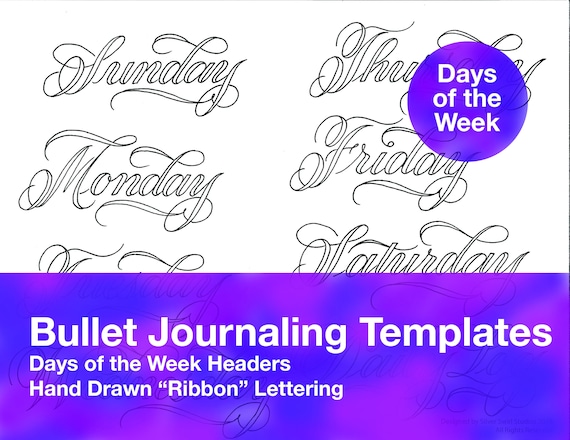 Bullet Journal Headers Days of the Week | Etsy