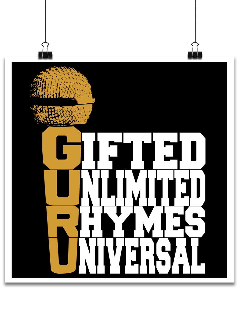 Guru Poster Hip Hop Gang Starr Mic Gifted Unlimited | Etsy