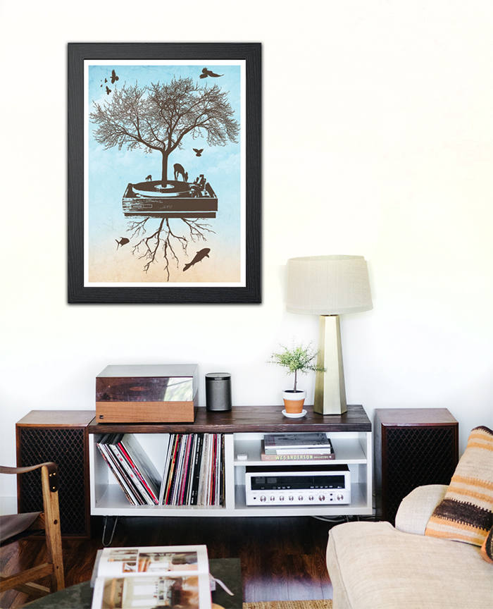 Music Tree Poster – Record Player, Nature Art Print - Etsy
