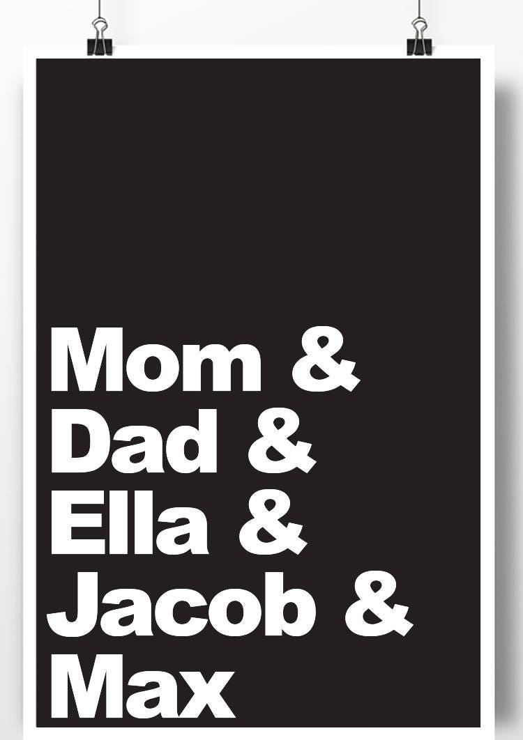 Personalized Family Names Poster - Etsy