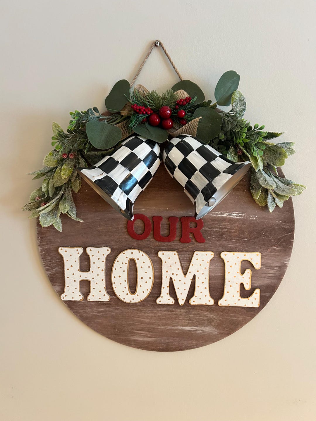 Round Wooden Front Door Sign/ Door Hanger/ Welcome Door Sign/ Rustic ...