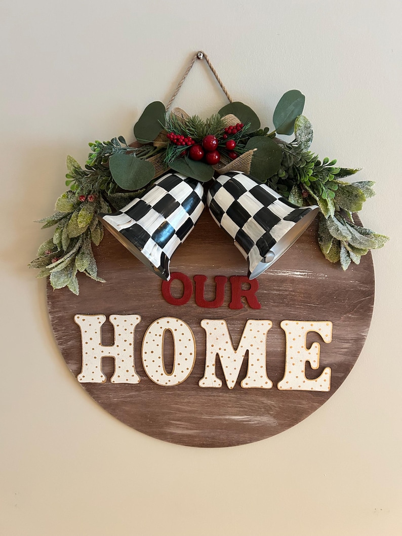 Round Wooden Front Door Sign/ Door Hanger/ Welcome Door Sign/ Rustic ...