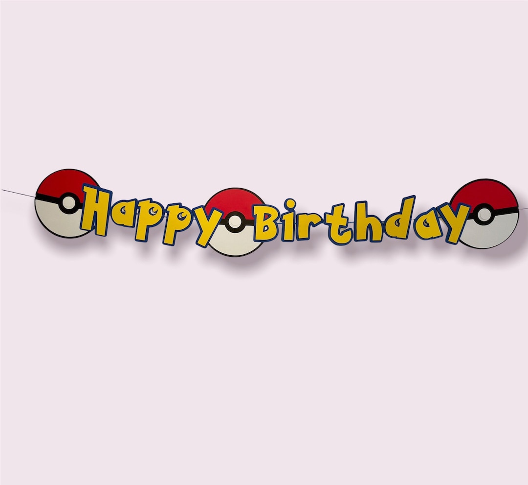 Pokemon Birthday Banner / Pokemon Party / Pikachu / Pokeball / Pokémon ...