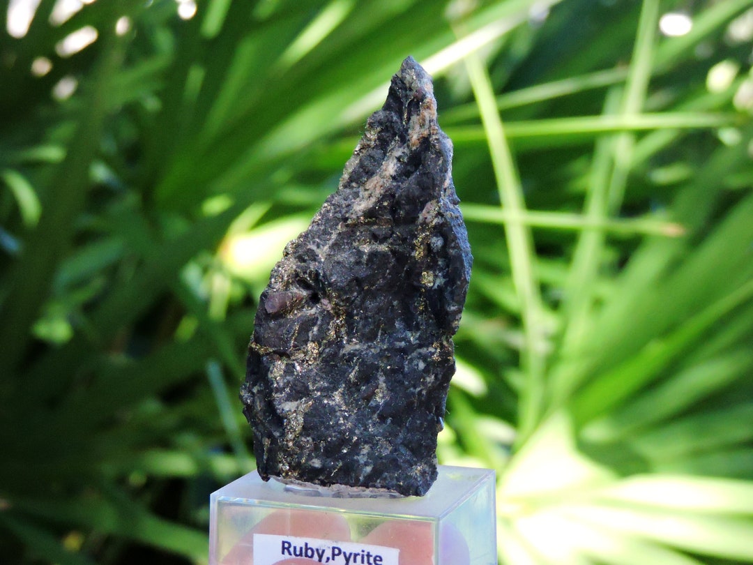 Impressive 2.7-inch Graphite With Ruby and Pyrite Matrix: 126 Gm ...