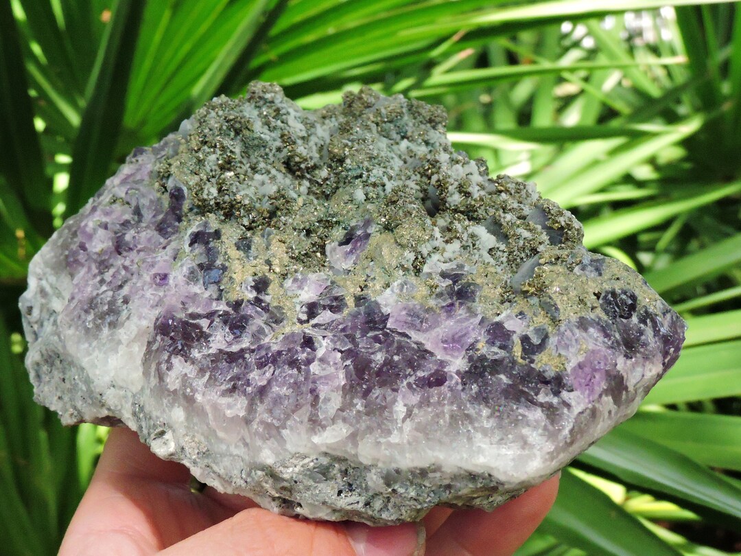Amethyst and Pyrite Specimen Large Size 5.8-inch 1KG 264gm unique Find ...