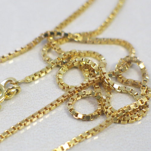 18K Yellow Gold Box Chain Box Chain 18K Gold Necklace 18K - Etsy