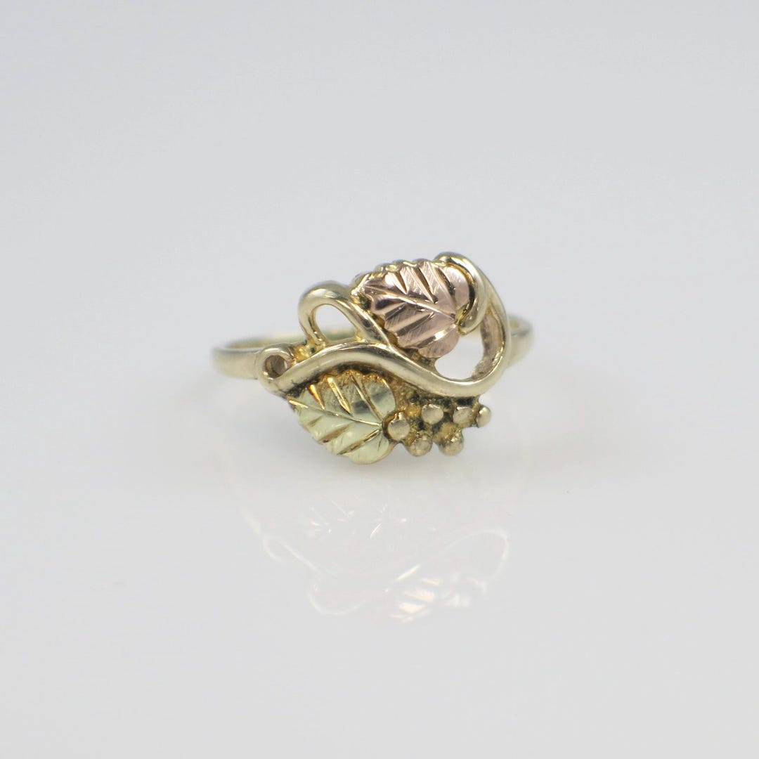 Vintage 10K Yellow & Rose Gold Leaf Ring Size 2.5 - Etsy