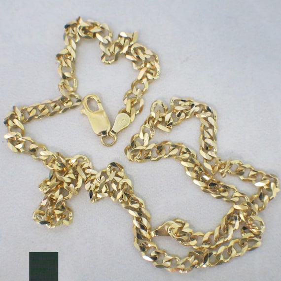 14K Yellow Gold Mens Curb Chain 18 Inches Long Heavy - Gem