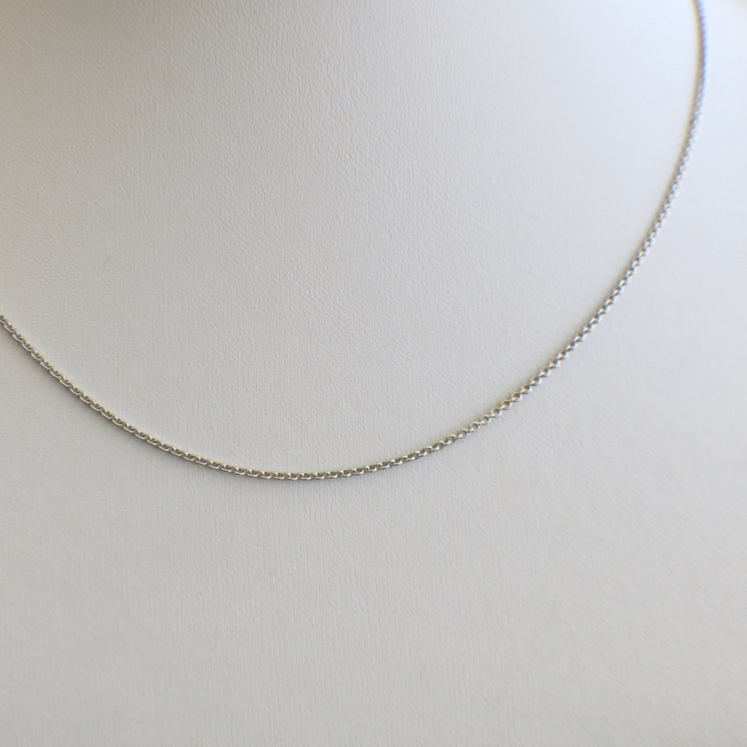 18K White Gold 18 Inch Cable Chain - Etsy