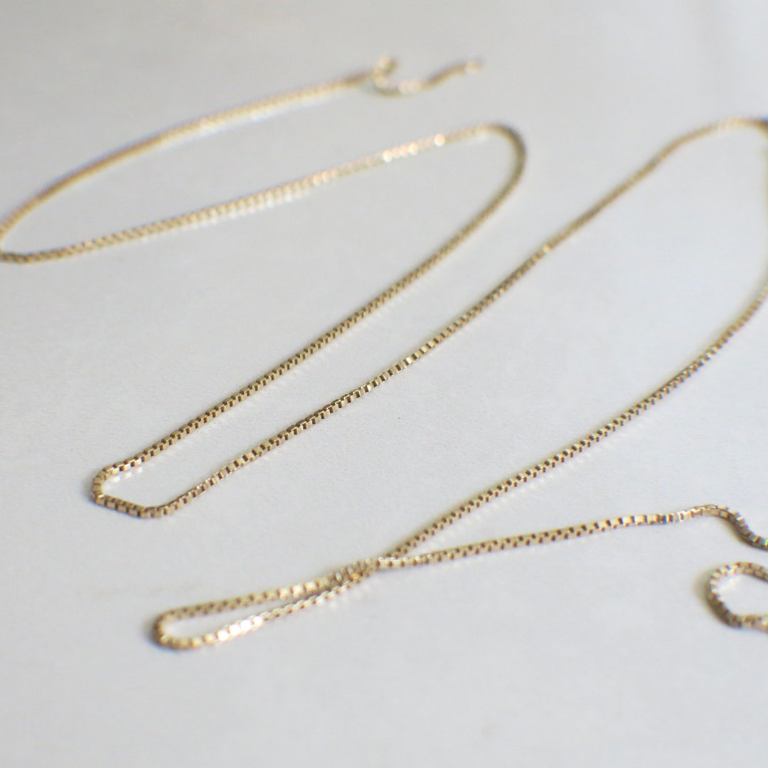 14K Yellow Gold 26 Inch Extra Long Box Chain Necklace - Etsy