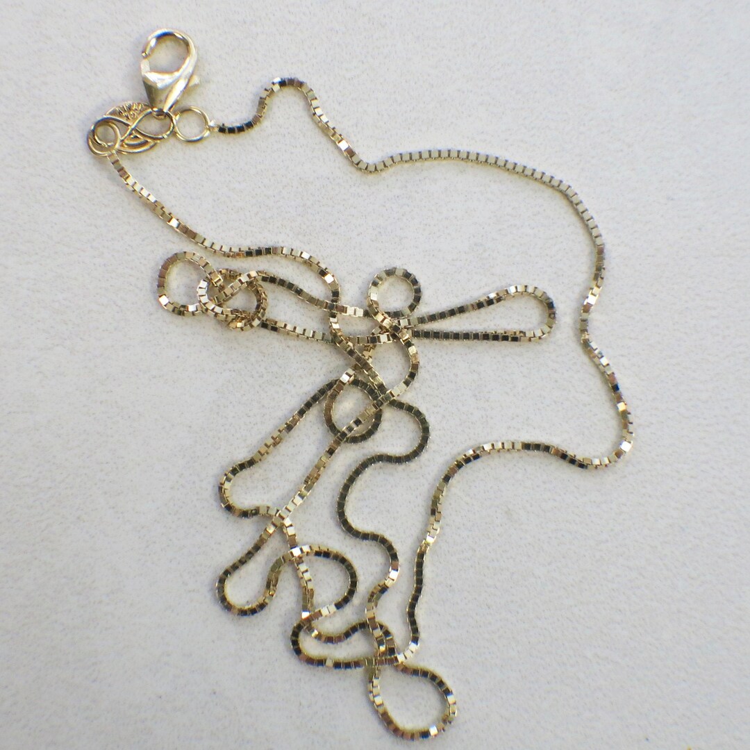 14K Yellow Gold Box Chain 18 Inches - Etsy