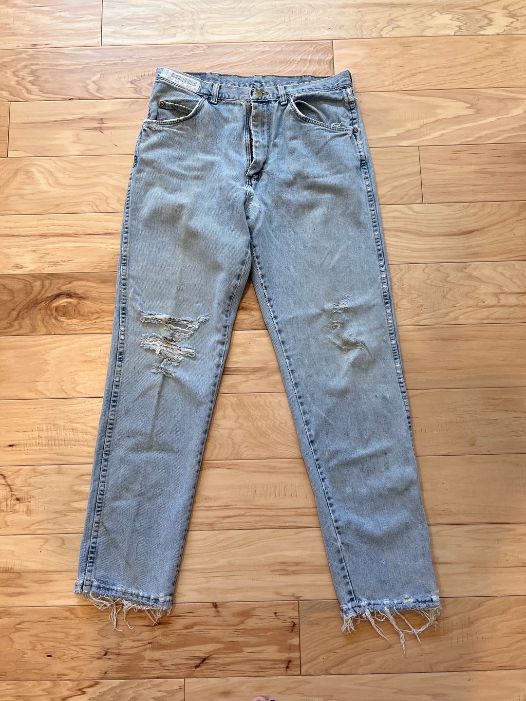 Ripped Soft Vintage Wrangler Workwear Jeans 32 - Etsy