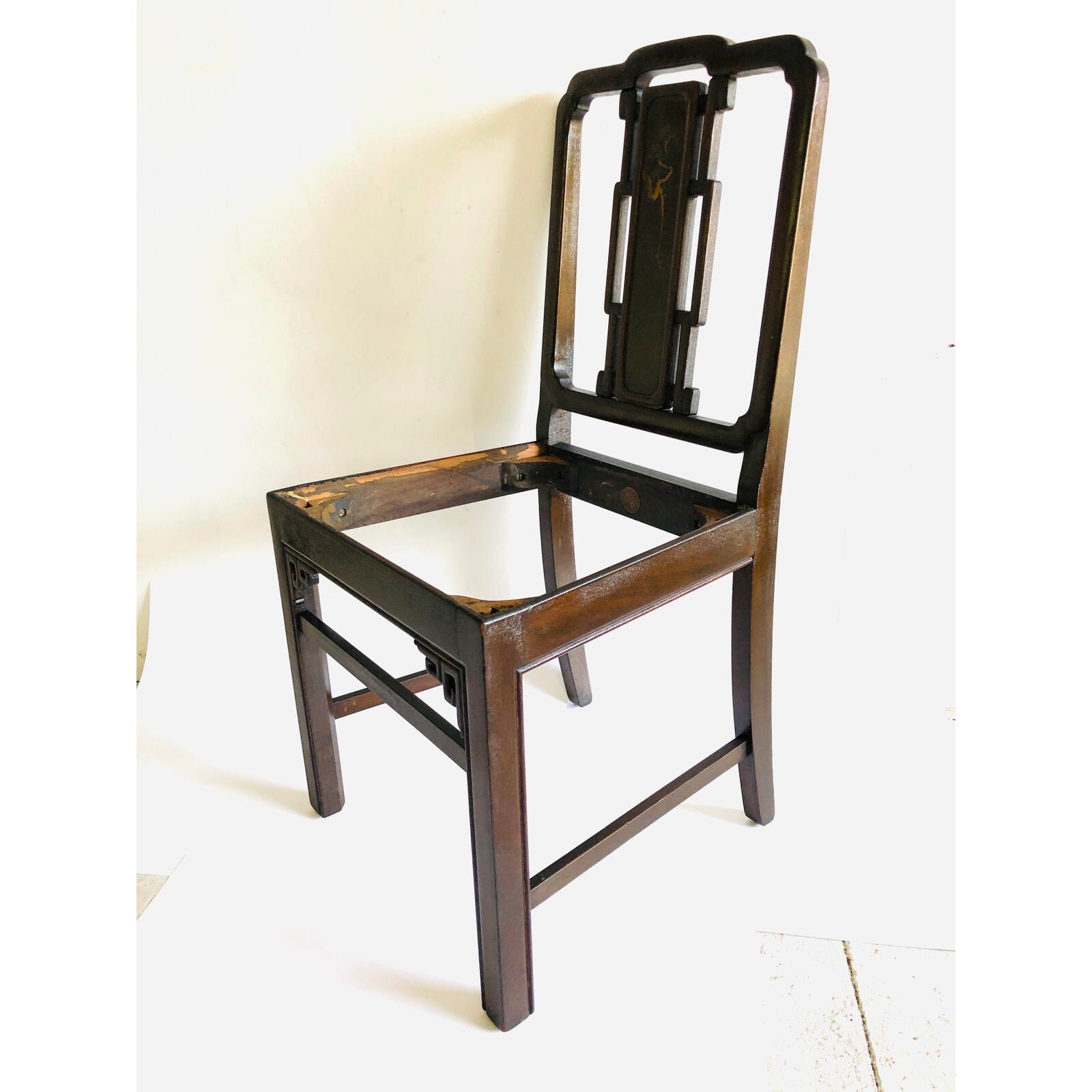 Antique Oriental Style Berkey & Gay Solid Wood Hand-paint Side Chair ...