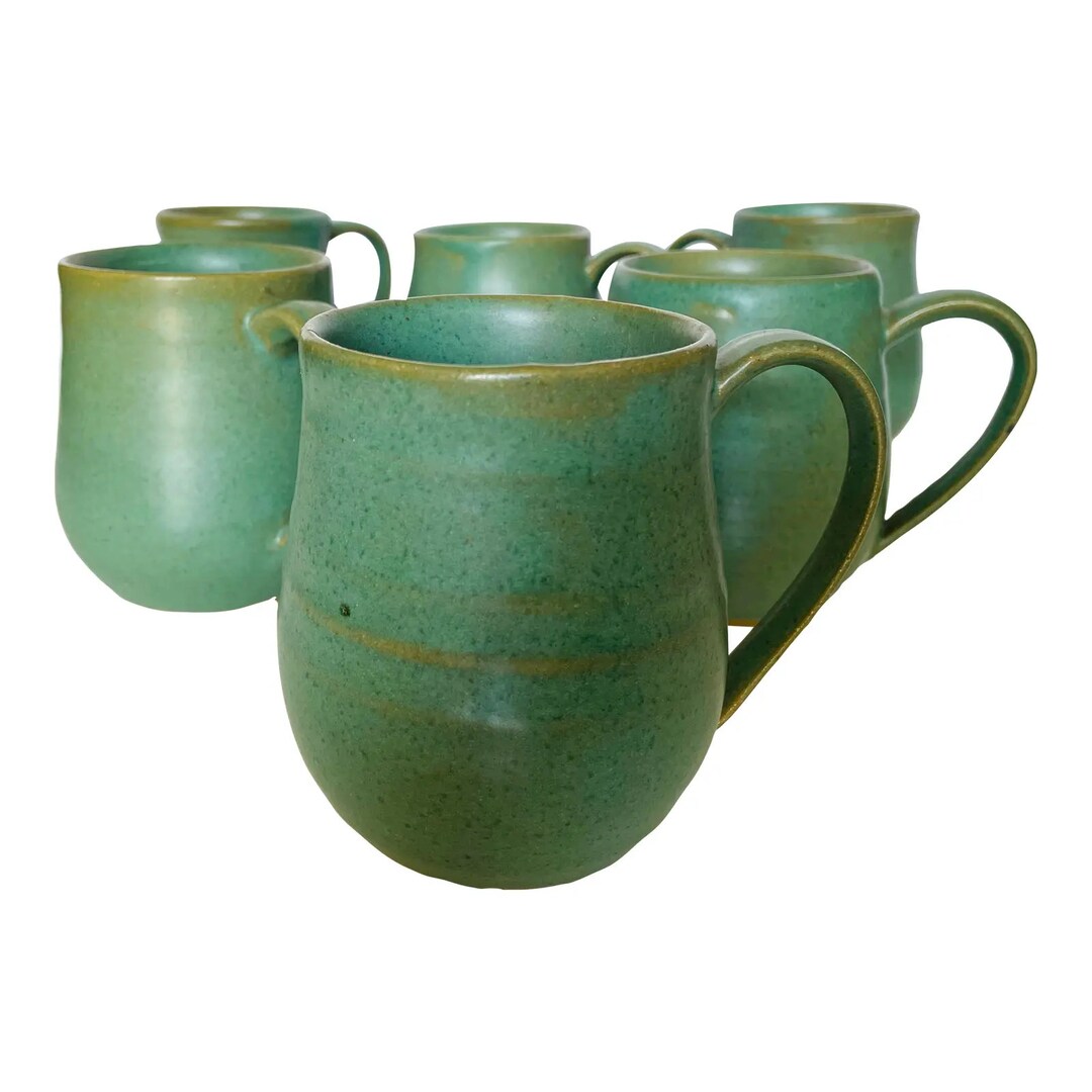 French Country Style Handmade Artist Signed Pottery Mugs Set of 6 FREE ...