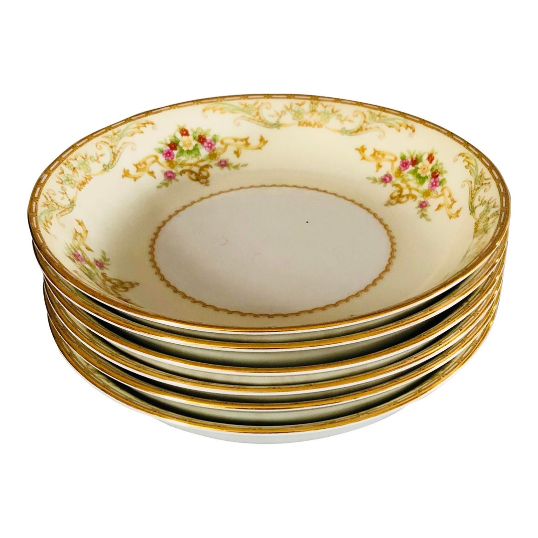 1930's Noritake "m" Japan Rare Pattern Soup Bowls S/6, FREE DOMESTIC ...