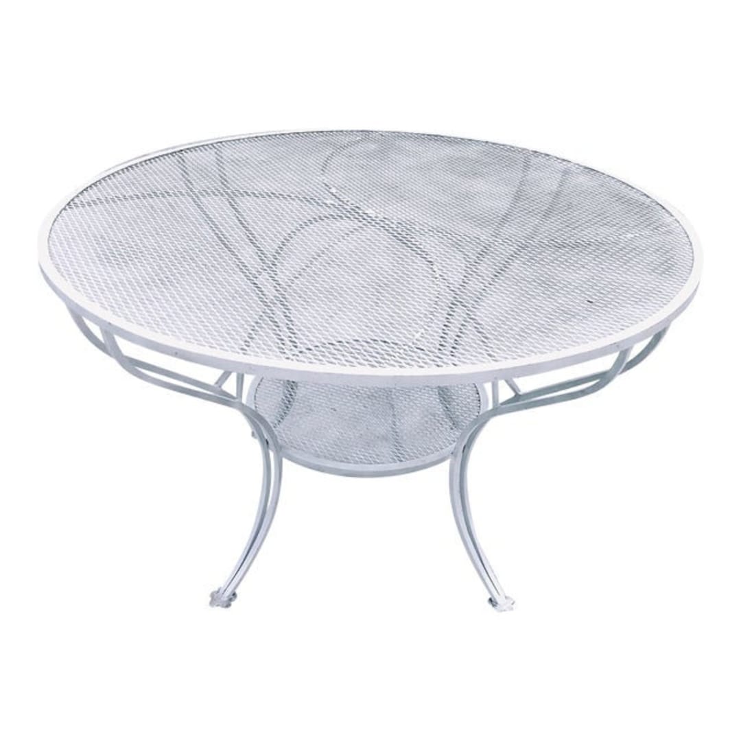Vintage Wrought Iron White Mesh Top Outdoor/patio Table, FREE DOMESTIC ...