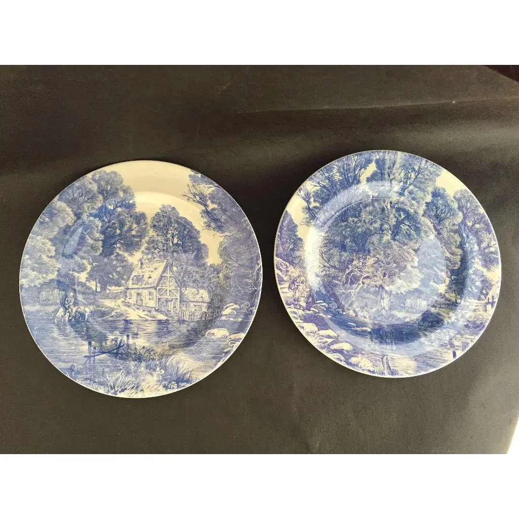 Vintage Minton Blue & White Transfer-ware Plates a Pair - Etsy