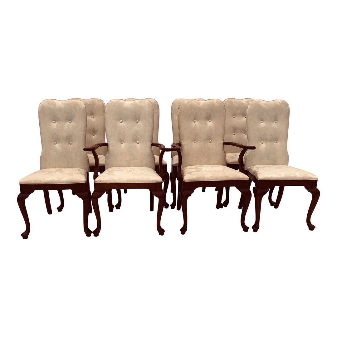 Vintage French Style High Back Upholstered Dining Chairs S/8, FREE ...