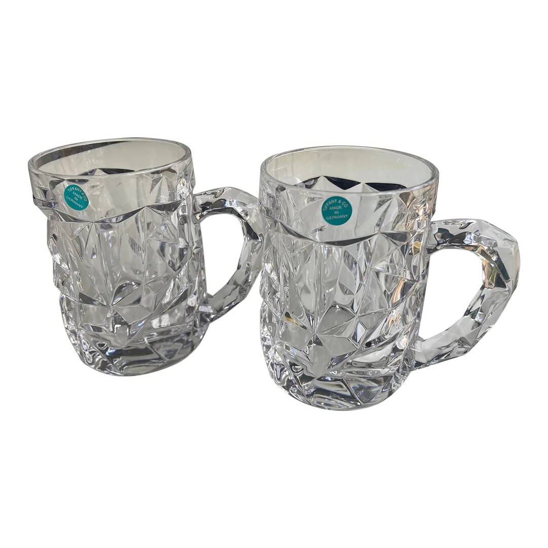 Tiffany & Co. Clear Rock Cut Beer Mugs Set of 2, FREE DOMESTIC SHIPPING ...