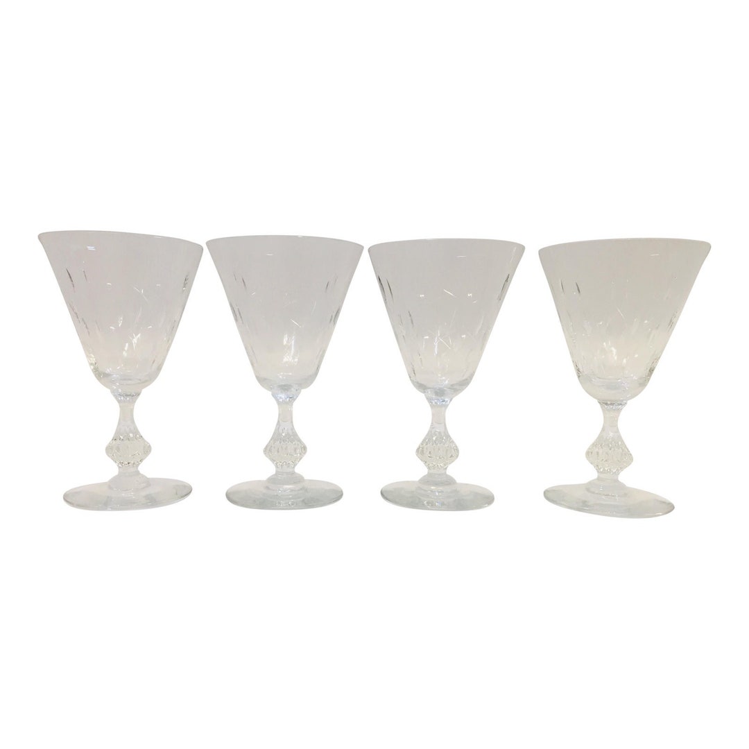 Handmade "tiffin" Leaf Pattern Set of 4 Crystal Glasses , Cocktail ...