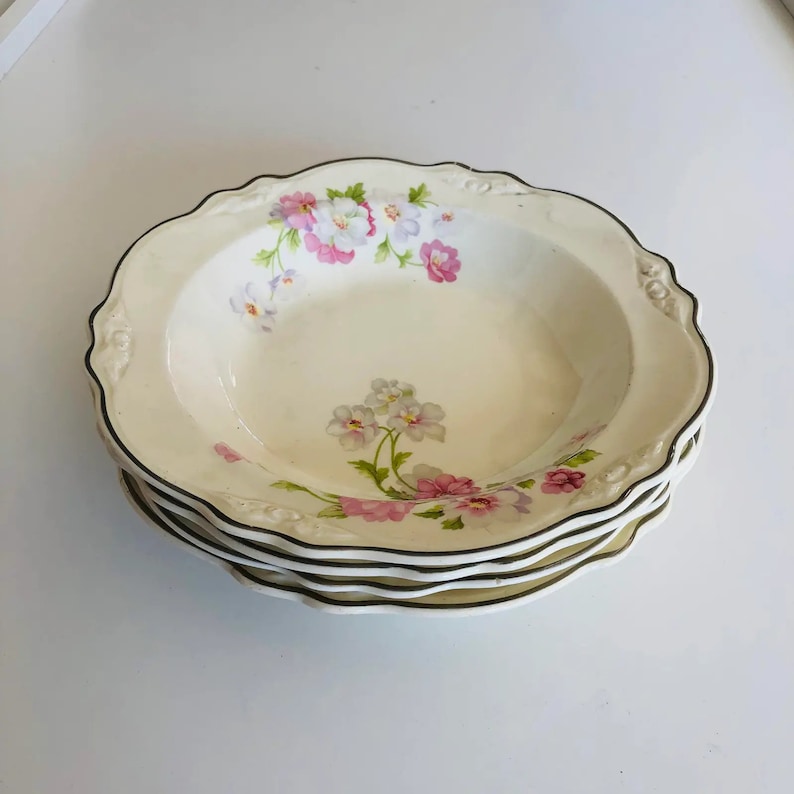 Vintage Homer Laughlin virginia Rose pattern Soups Bowls S/4, FREE ...