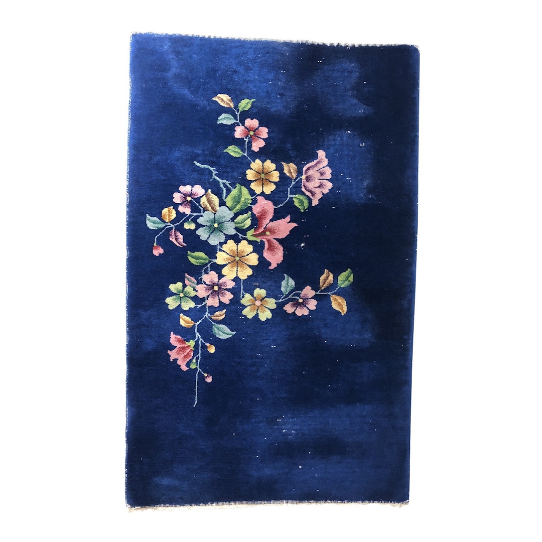 Vintage Asian Estate Handmade Floral Rug 35 X 58 - Etsy