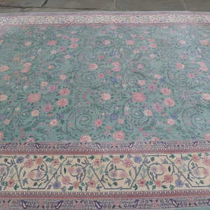 Vintage Beautiful French Style Soft Aqua Green and Pink Rose Floral ...
